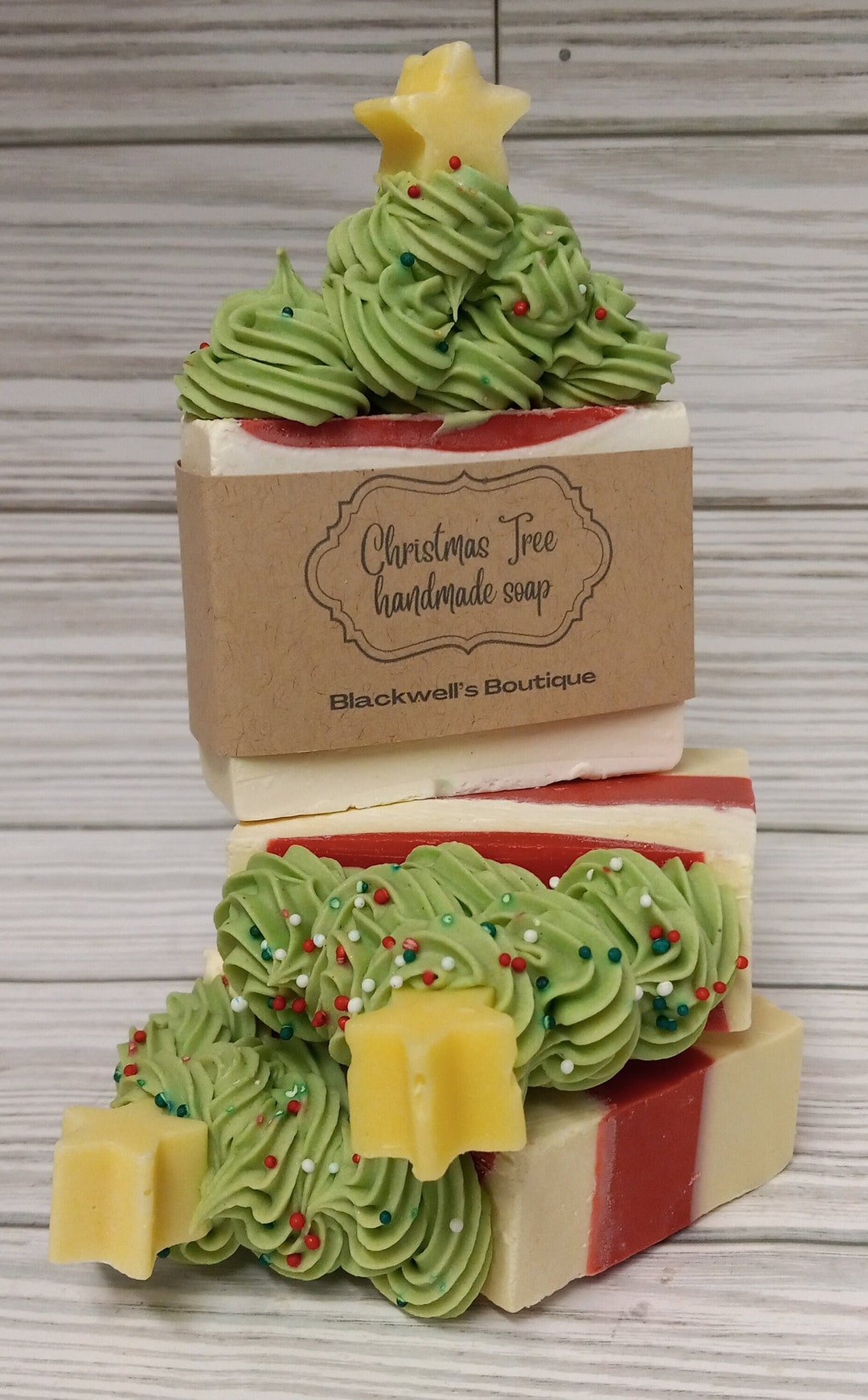 Christmas Tree Handmade Soap, Holiday Stripe, Cold Process Soap, Vegan ...