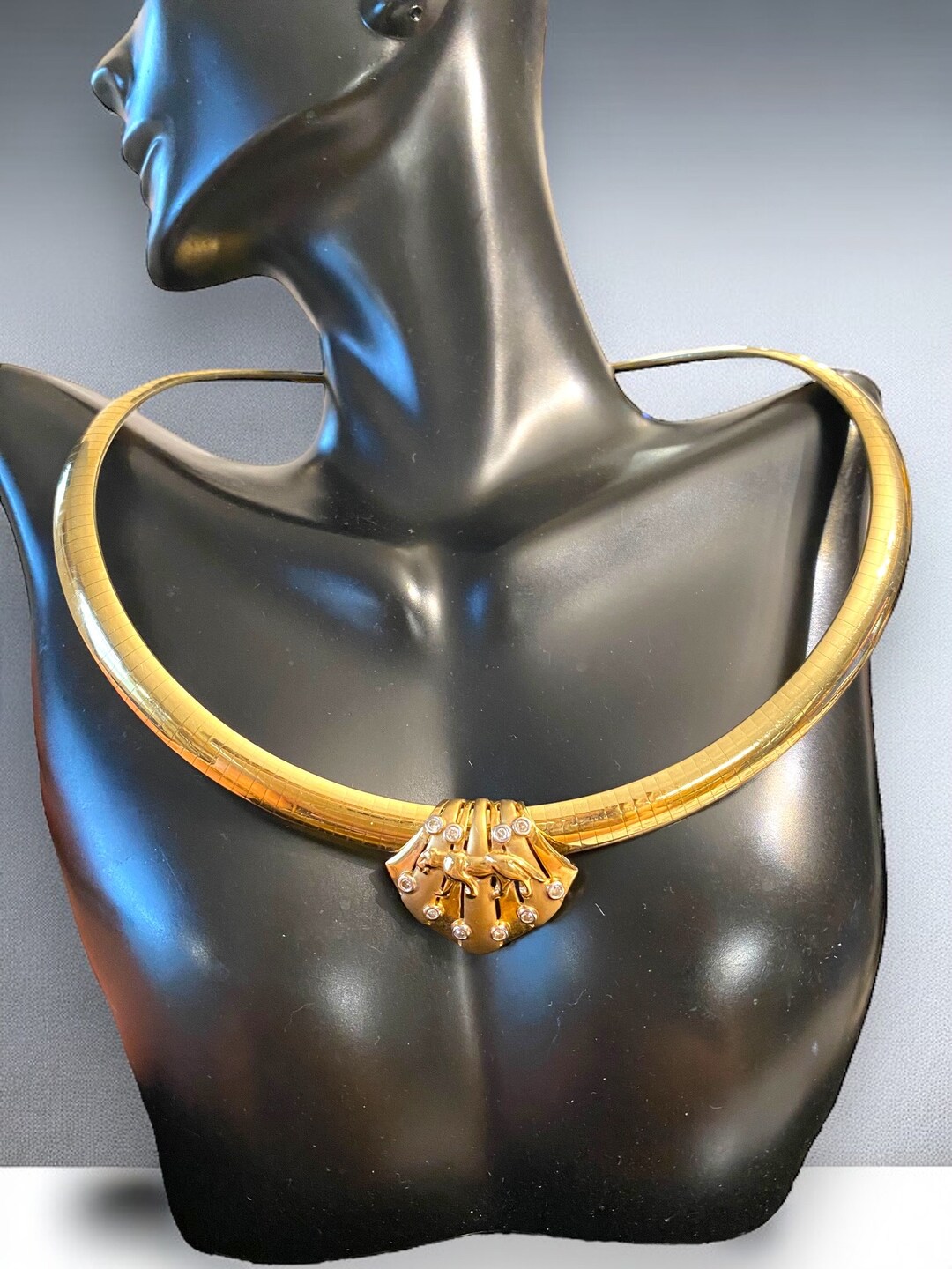 GORGEOUS 14K Solid Gold 8mm Omega Panther .40 CTW DIAMOND Slide 16 ...