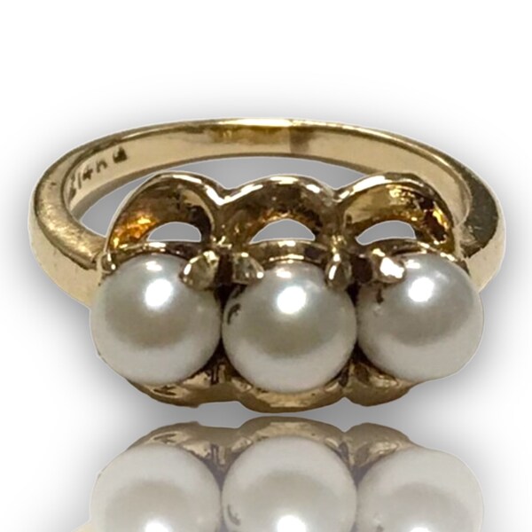 14k Pearl Ring - Etsy