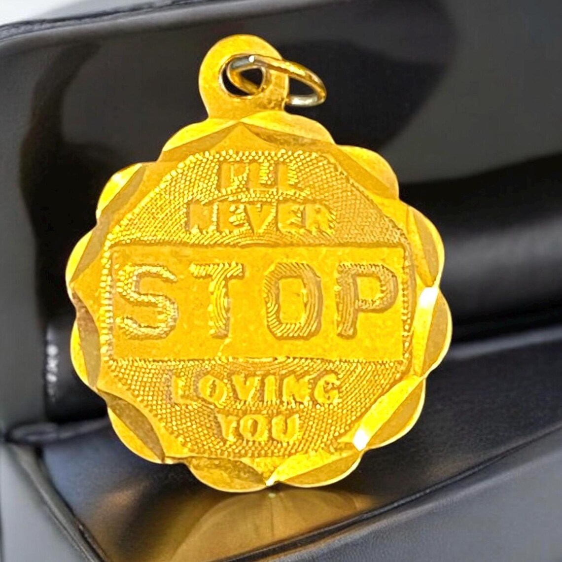 Vintage Estate Small 14k Yellow Gold Stop Sign I’ll Never Stop Loving ...