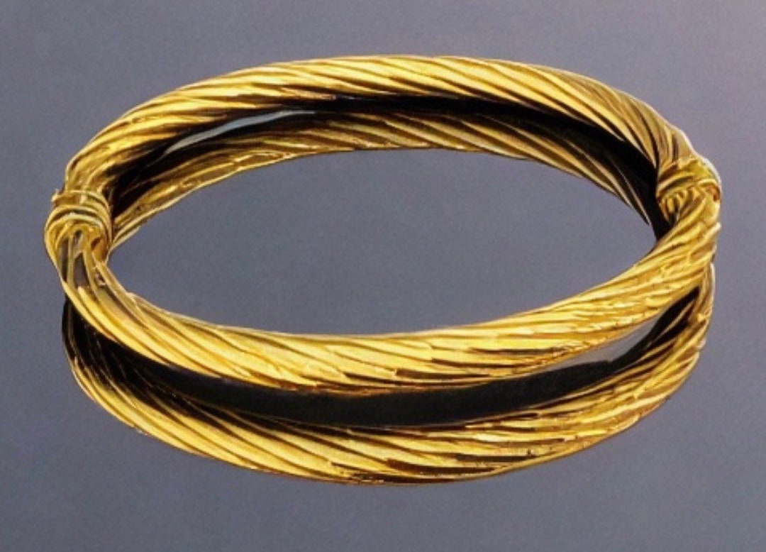 Vintage Estate 14K Italian Yellow Gold Cable Twist Bangle Bracelet - Etsy