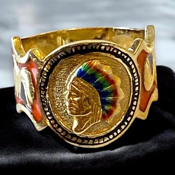 AMAZING RARE Vintage 14K Gold Native American Indian … - Gem