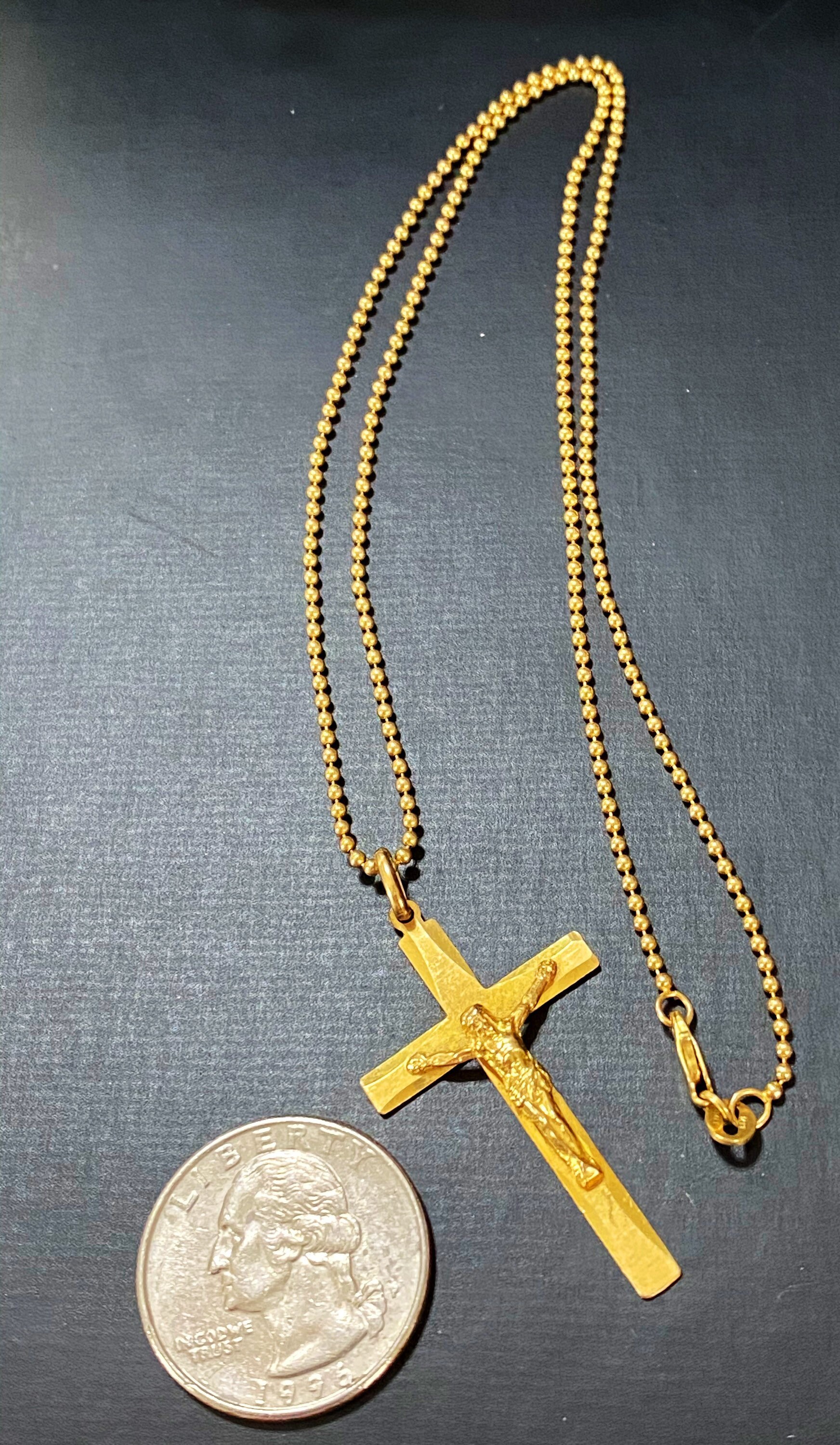 Vintage Large 14K Yellow Gold Crucifix Cross on 18 | Etsy