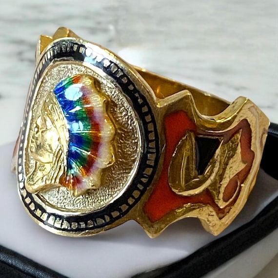 AMAZING RARE Vintage 14K Gold Native American Indian … - Gem