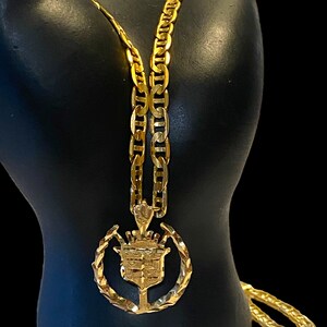 MENS Vintage CADILLAC Symbol Charm Pendant 10K Gold 6mm Mariner 18 ...