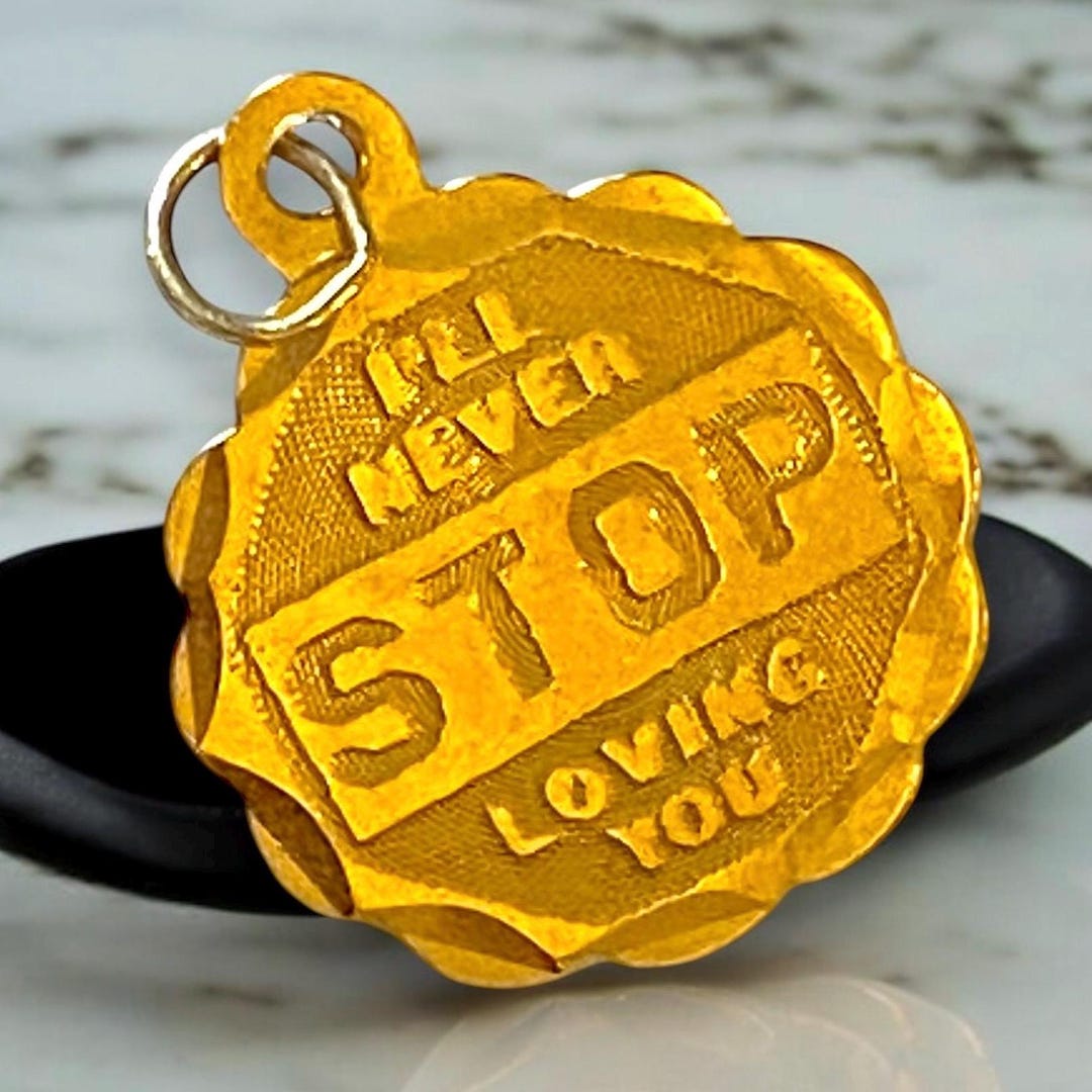 Vintage Estate Small 14k Yellow Gold Stop Sign I’ll Never Stop Loving ...