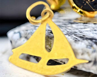 14k Yellow Gold Sailboat Charm Nautical Pendant Gift - Etsy