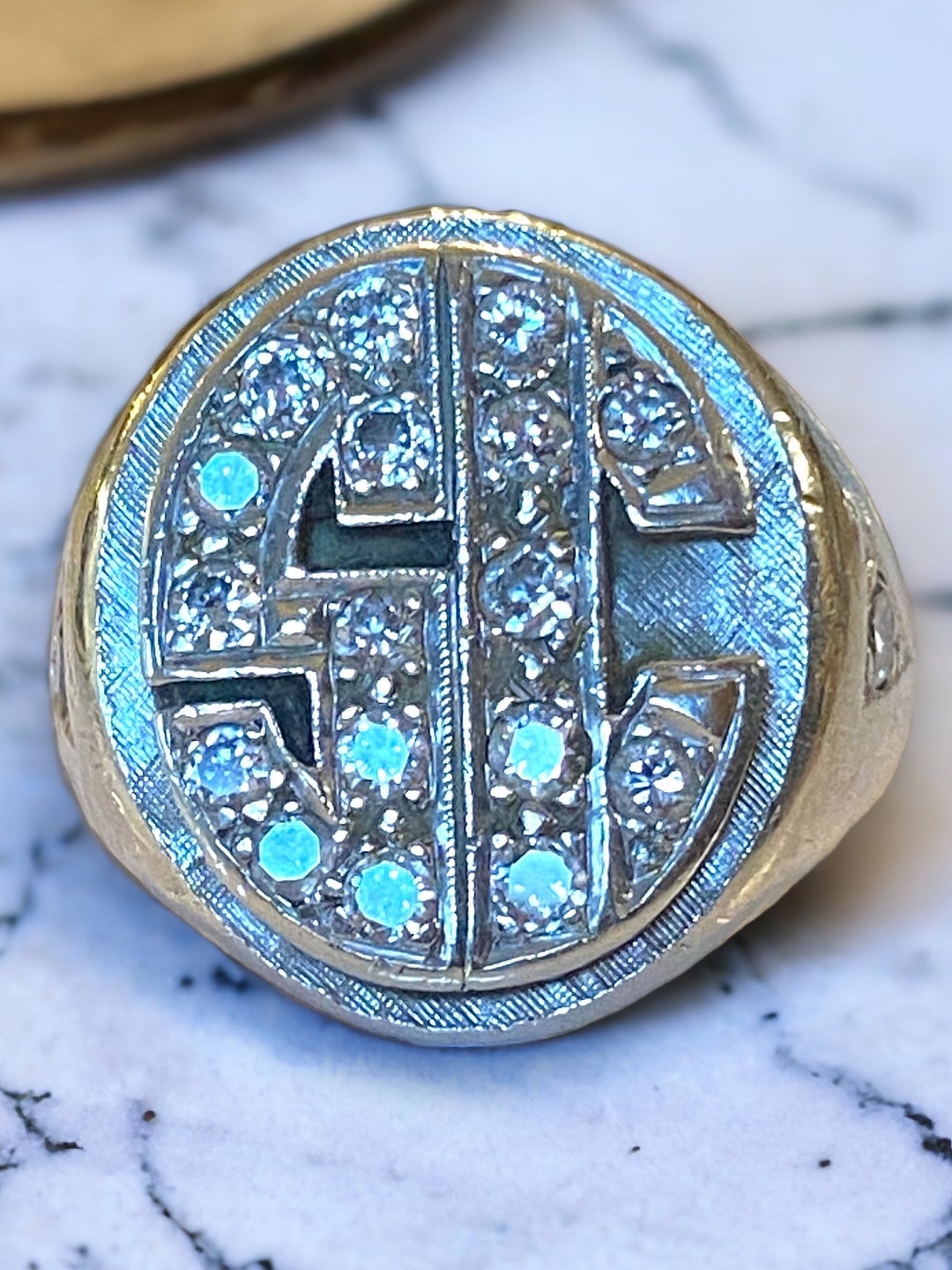 Vintage Estate Mens Solid 14k White Gold 1 CTW DIAMOND Initial SC Ring ...