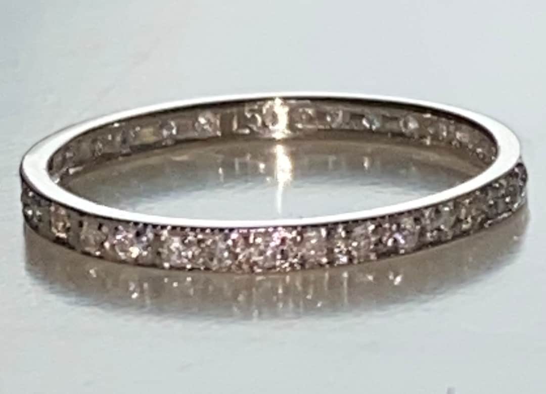 Vintage 18k 750 White Gold Diamond Eternity Band Ring 6 - Etsy