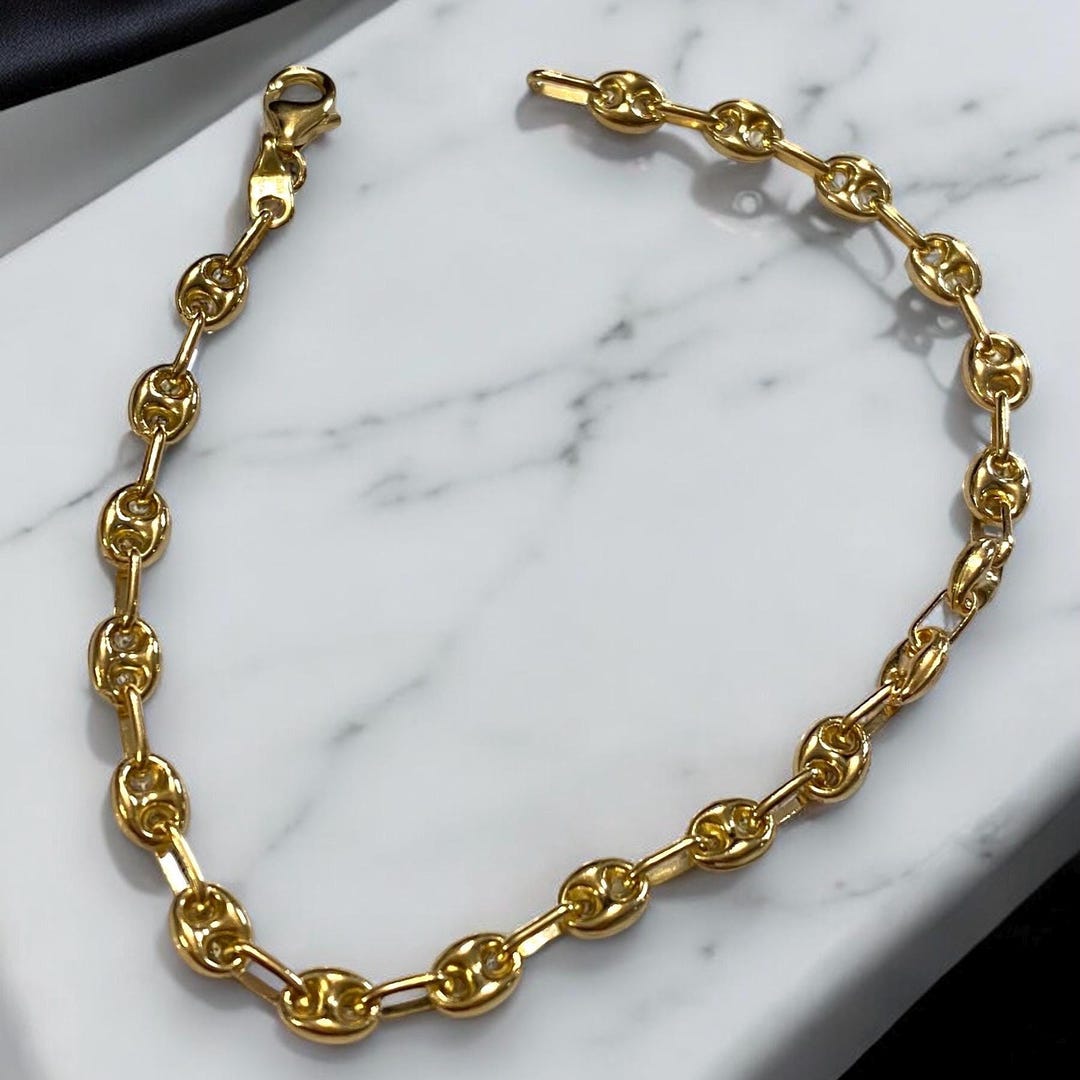 ITALIAN 14K Yellow Gold 4.5mm Puffed Mariner Anchor Gucci Link 7.5 ...