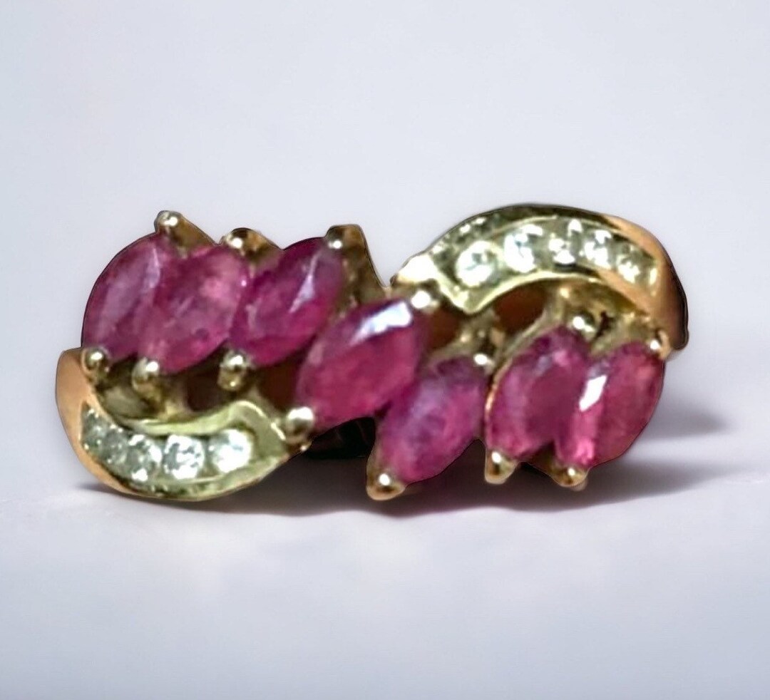 GORGEOUS 14K GOLD .80CTW Ruby and Diamond Ring Size 6.25 - Etsy