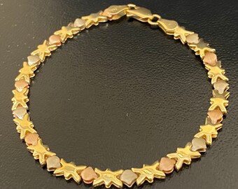 14k Gold Tri Color Bracelet - Etsy