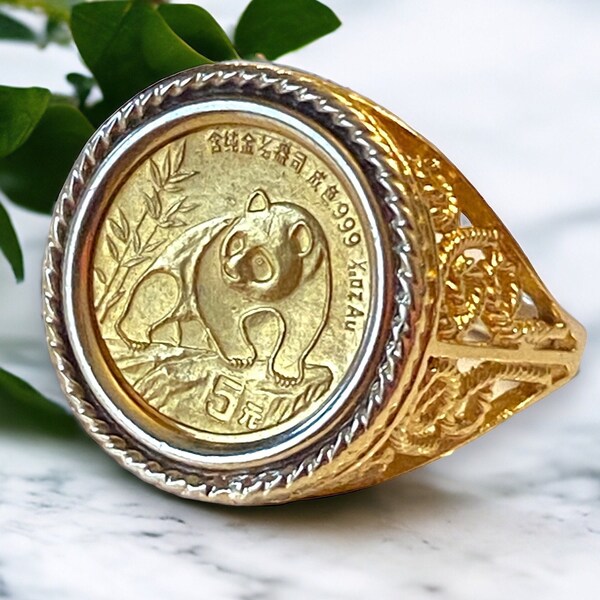 Gold Panda Coin Ring - Etsy