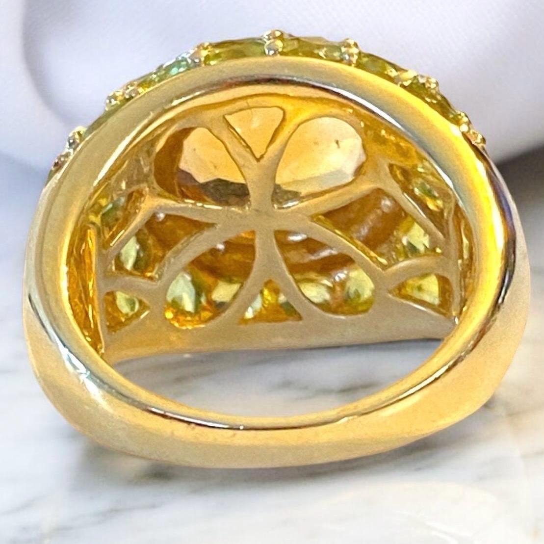 Vintage 14K Yellow Gold Citrine and Peridot Statement Ring BOLD and ...