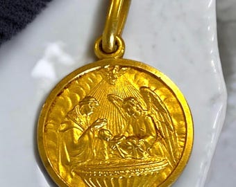 VINTAGE 18k 750 Italian Yellow Gold Religious Medal Pendant Charm - Etsy