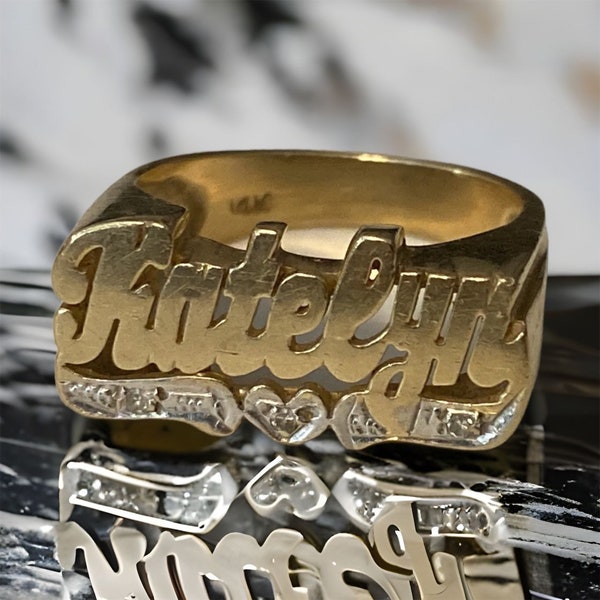 Gold Name Plate Rings - Etsy