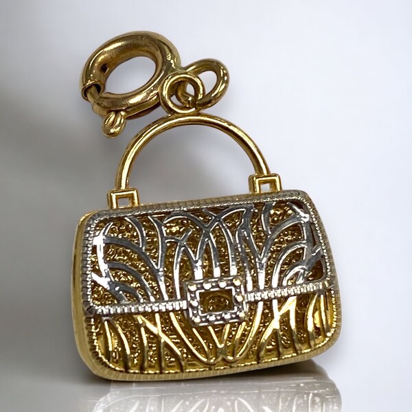 14k Gold Purse Charm - Etsy