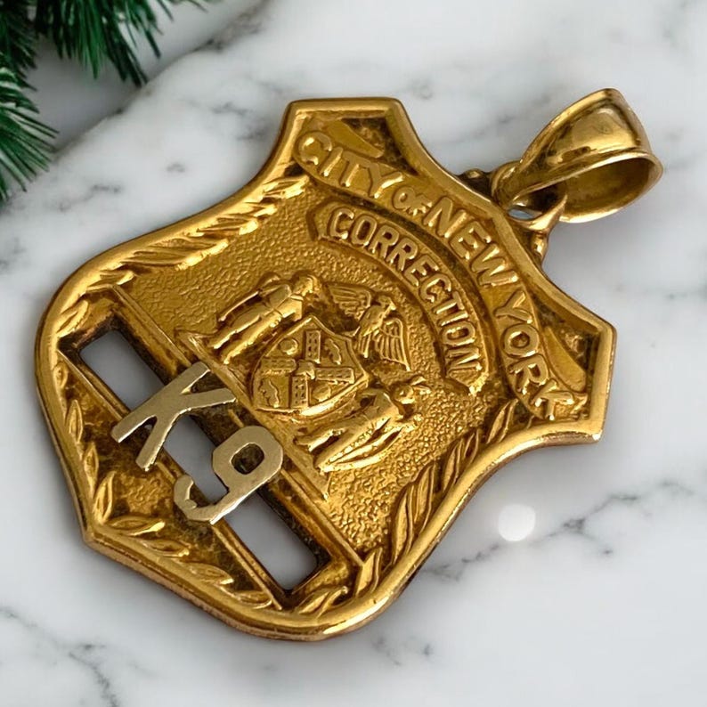 Beautiful Vintage 14k Yellow Gold City of New York CORRECTIONS K9 Badge ...