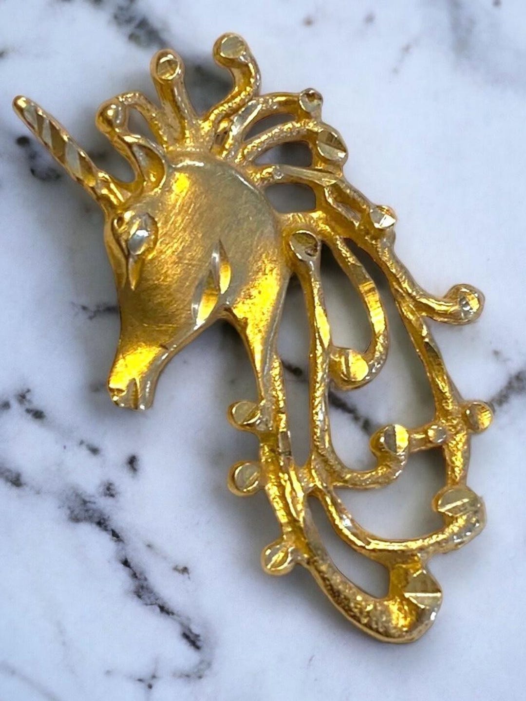 Vintage 14k Yellow Gold Michael Anthony Large Unicorn Mystical Charm ...