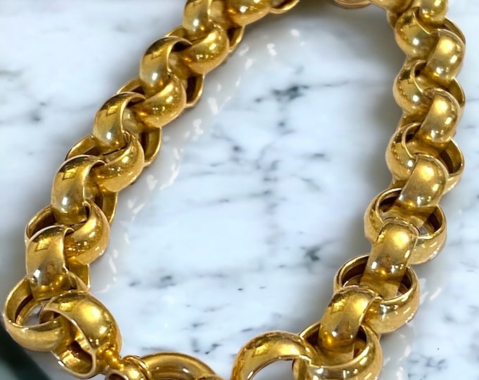 Vintage Estate 14K Yellow Gold 9mm Wide 7.75” ROLO Link Spring Ring ...