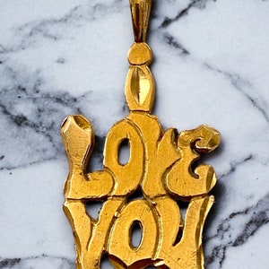 VINTAGE 80s 14K YELLOW GOLD Graffiti I Love You Charm Great Gift - Etsy