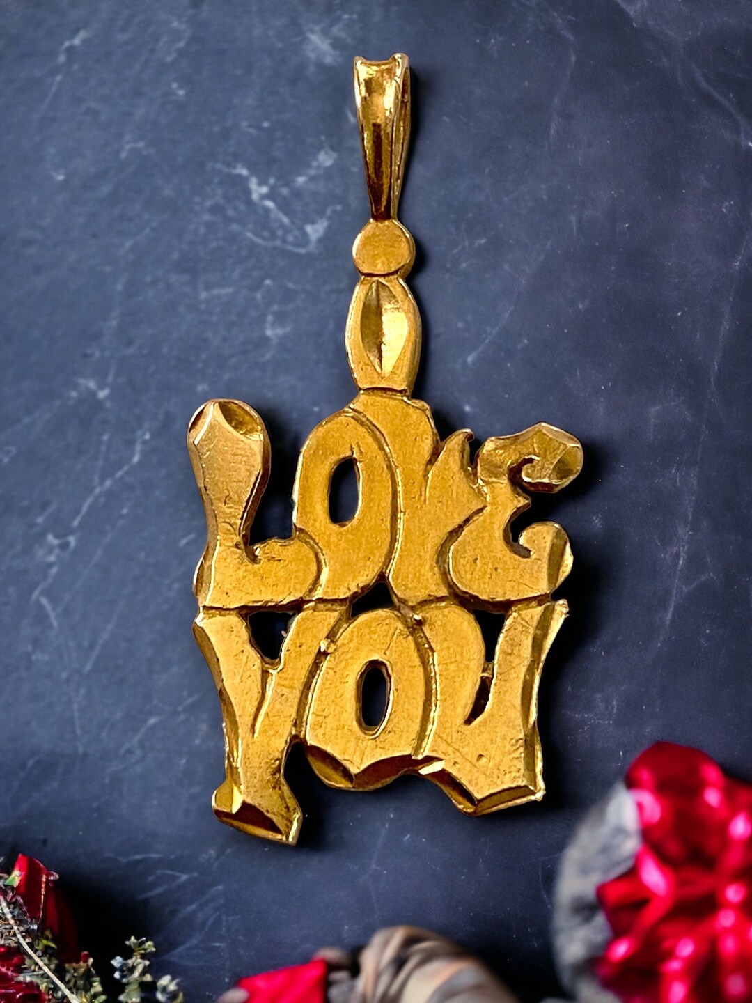 VINTAGE 80s 14K YELLOW GOLD Graffiti I Love You Charm Great Gift - Etsy
