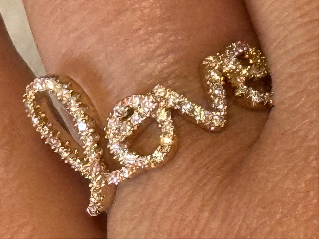 Vintage 14k Yellow Gold LOVE Diamond Ring Size 7 BEAUTY - Etsy