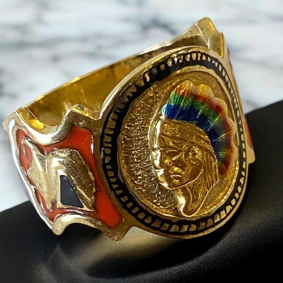AMAZING RARE Vintage 14K Gold Native American Indian … - Gem