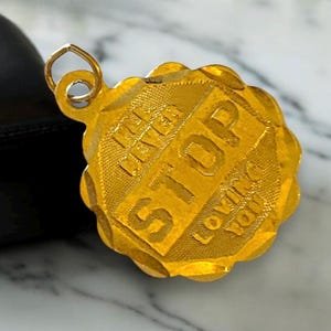 Vintage Estate Small 14k Yellow Gold Stop Sign I’ll Never Stop Loving ...