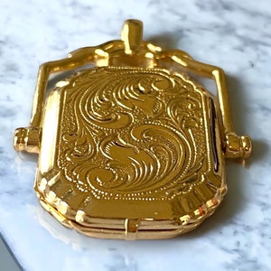 Vintage 14k Gold Victorian Style Floral Embossed Rectangular Swivel ...
