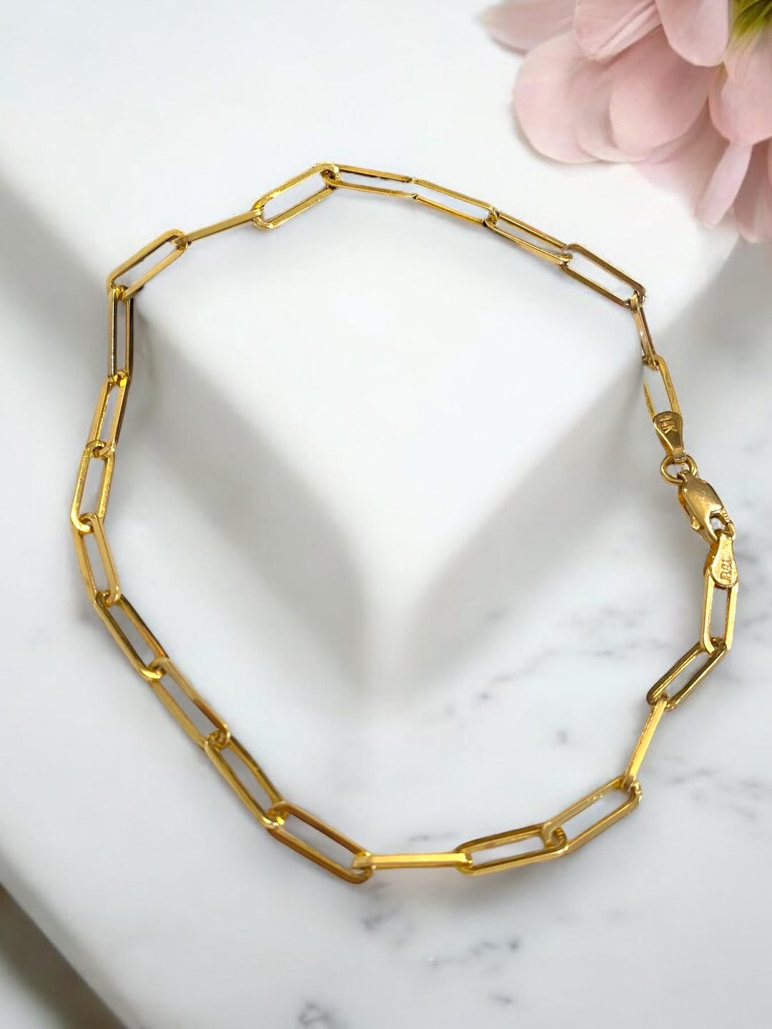 AMAZING Estate 14K Yellow Gold 9.75” Paperclip Link Chain ANKLET Ankle ...