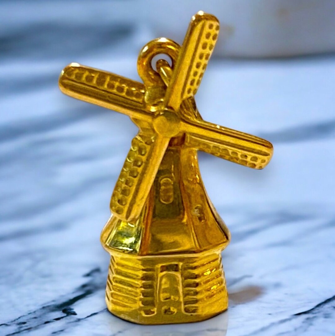 Vintage 14K Yellow Gold Articulated Movable WINDMILL Charm Pendant! - Etsy