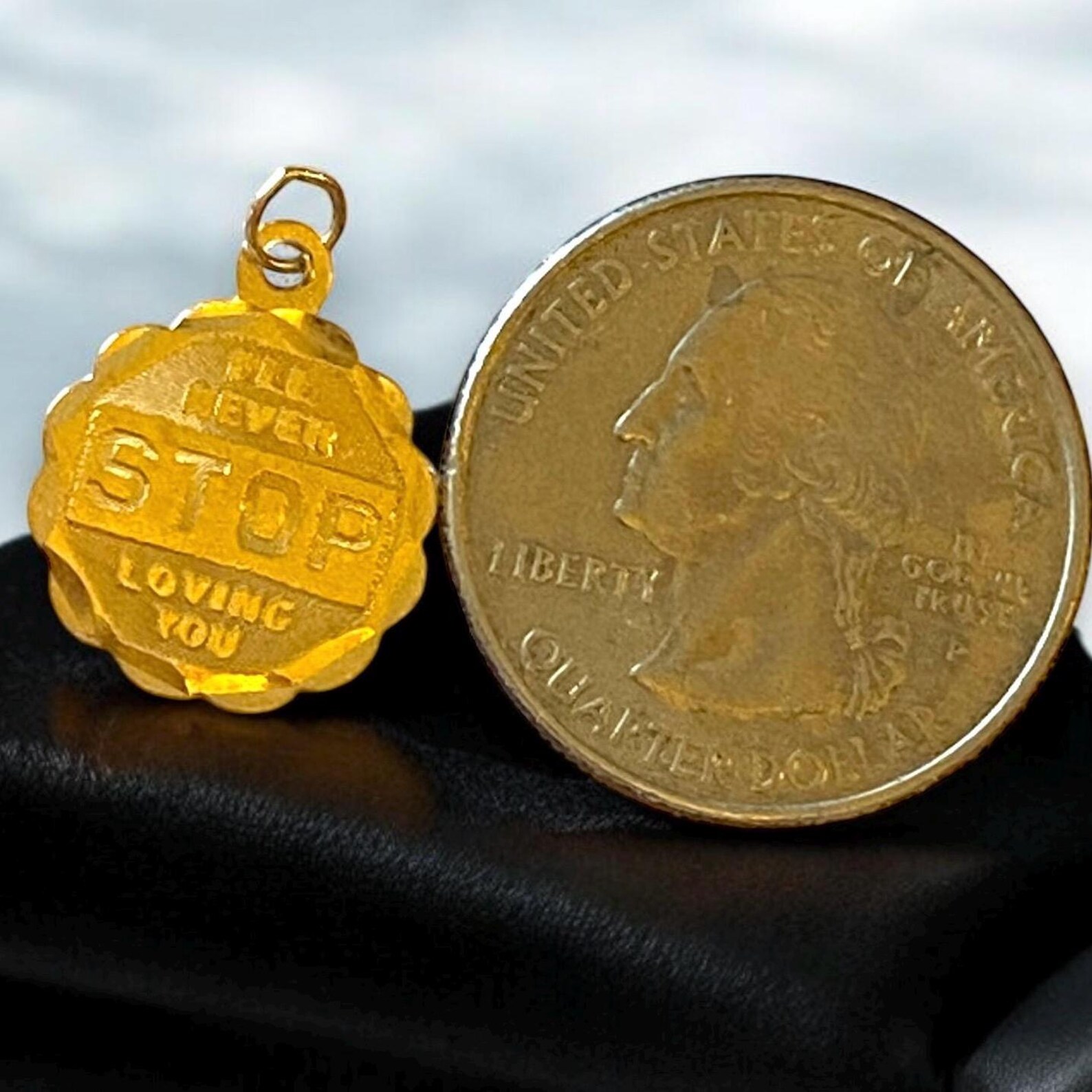 Vintage Estate Small 14k Yellow Gold Stop Sign I’ll Never Stop Loving ...