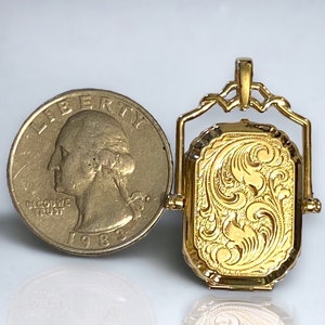 Vintage 14k Gold Victorian Style Floral Embossed Rectangular Swivel ...