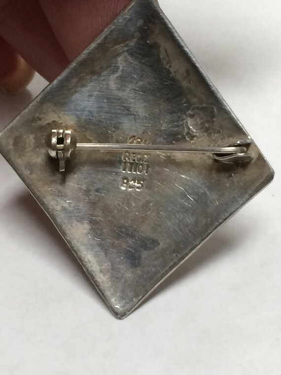 VINTAGE Large 18K Gold and Sterling Silver Pin Brooch - Gem