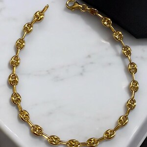 ITALIAN 14K Yellow Gold 4.5mm Puffed Mariner Anchor Gucci Link 7.5 ...