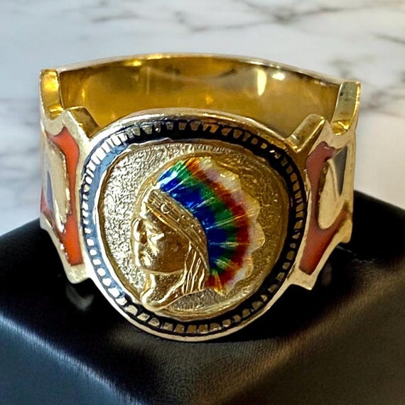 AMAZING RARE Vintage 14K Gold Native American Indian … - Gem