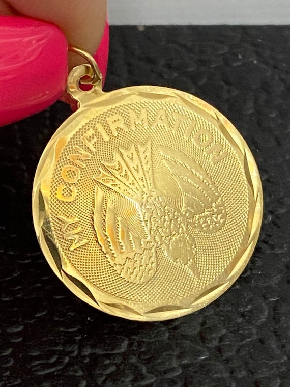 VINTAGE 14K Yellow Gold CONFIRMATION Medal Religious … - Gem