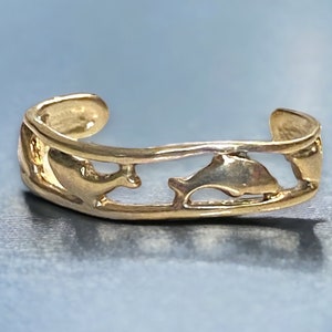 Vintage 10k Solid Gold Nautical Dolphin Adjustable Toe Ring Band Ring ...