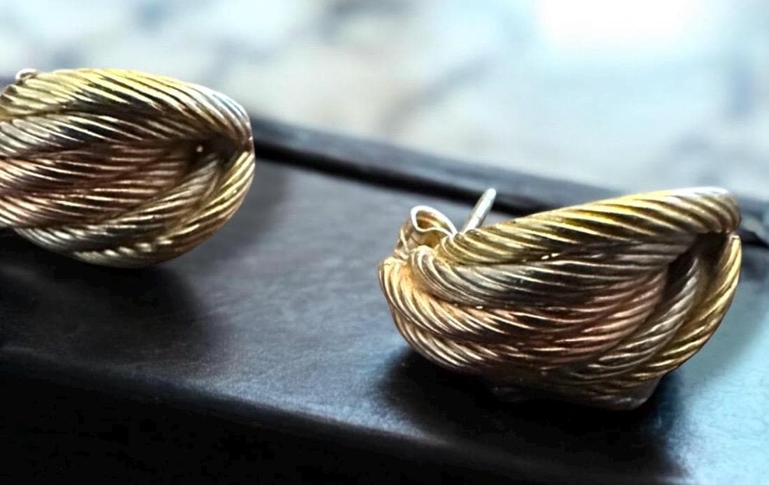 Beautiful Vintage 14k Tri-color Gold Twist Style Stud Earrings! - Etsy
