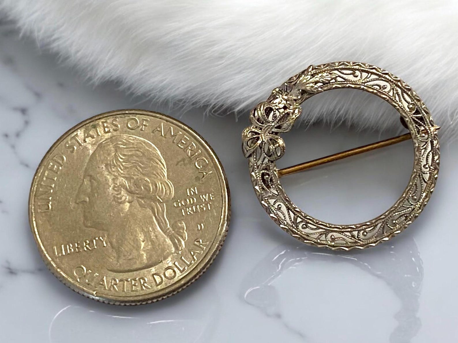 Antique Art Deco's 14k White Gold Wreath Pin Brooch Pendant Gorgeous ...