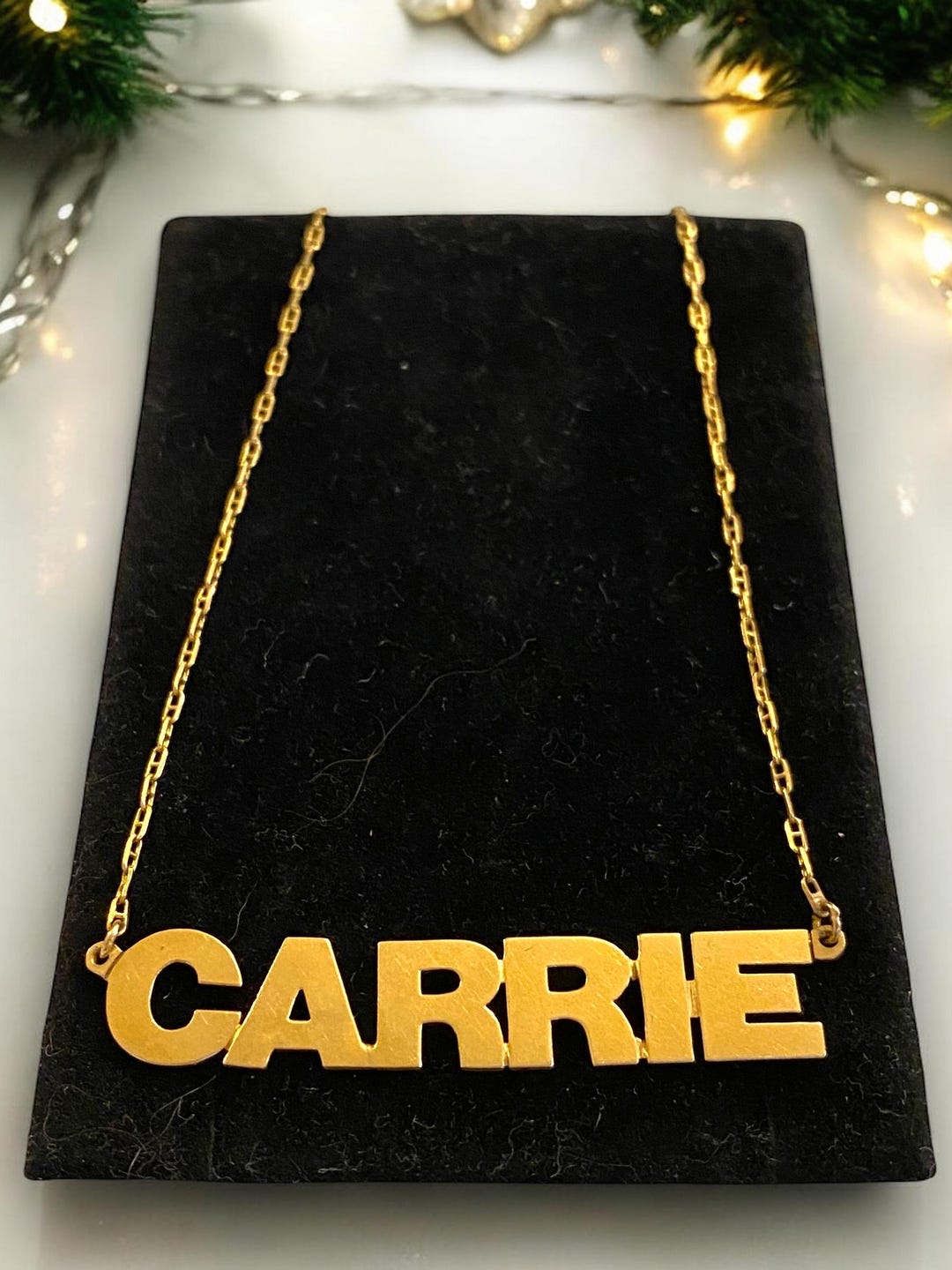 GORGEOUS Custom 14K Gold "carrie” Large Nameplate 18” Necklace! - Etsy