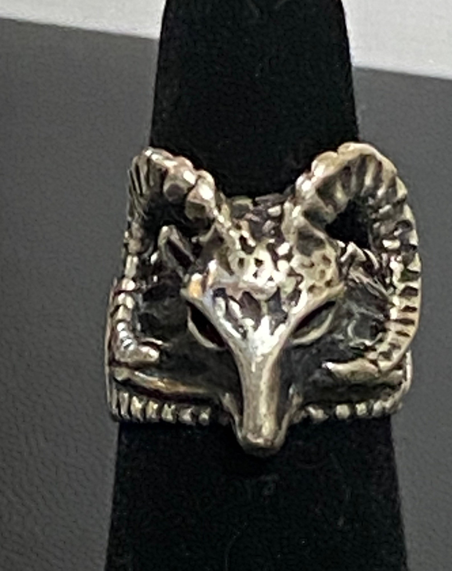Stunning Vintage 925 Sterling Silver Rams Head Ring Greek Aries Size 6. ...
