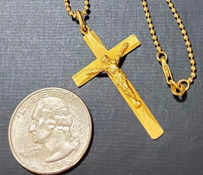 Vintage Large 14K Yellow Gold Crucifix Cross on 18 | Etsy