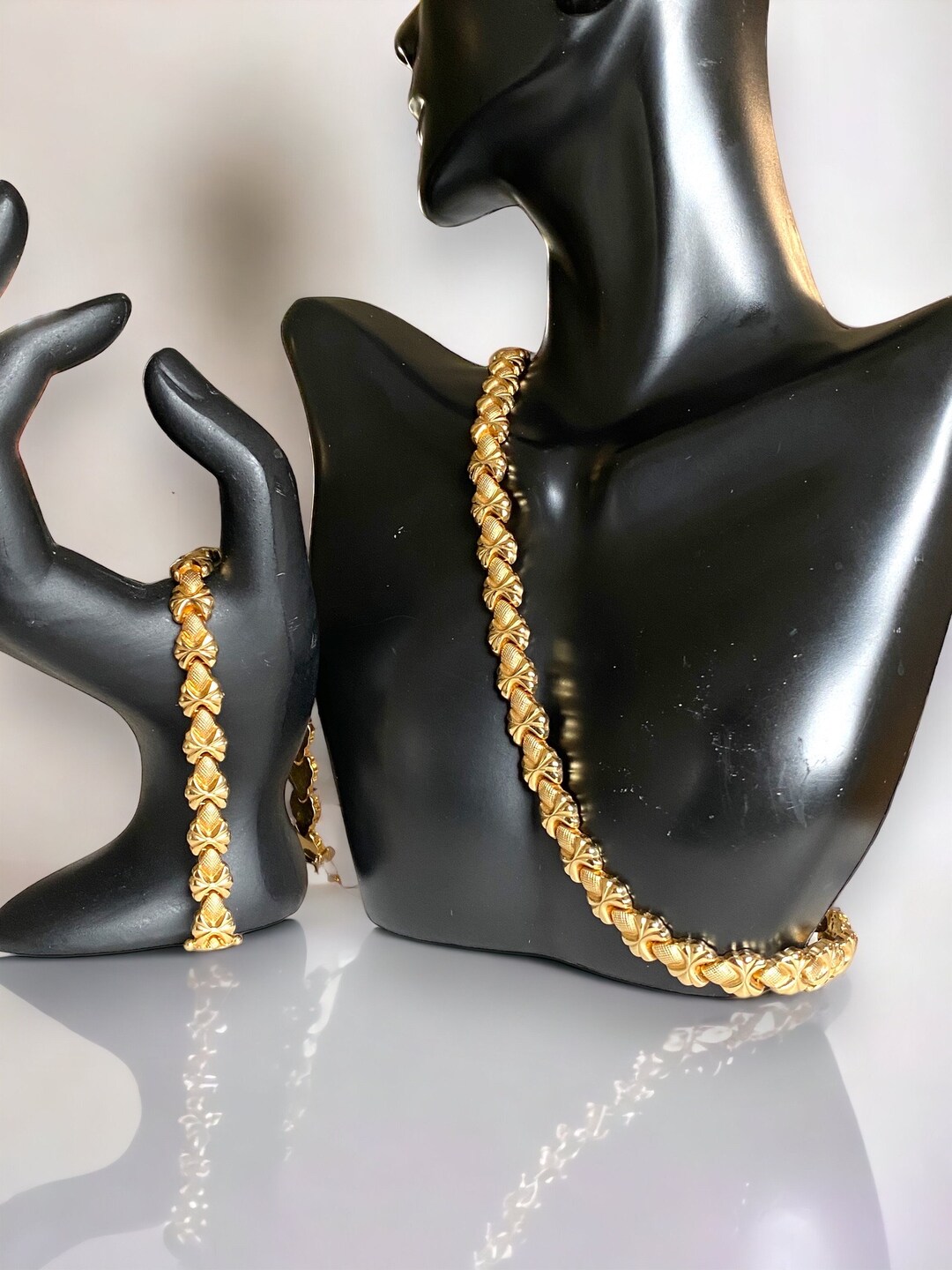 VINTAGE Italian 14k Yellow Gold Acorn Link 16 Chain Necklace Bracelet ...