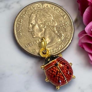 Vintage 14K Yellow Gold Enamel LADYBUG Dangle Charm Pendant - Etsy