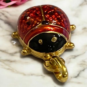 Vintage 14K Yellow Gold Enamel LADYBUG Dangle Charm Pendant - Etsy