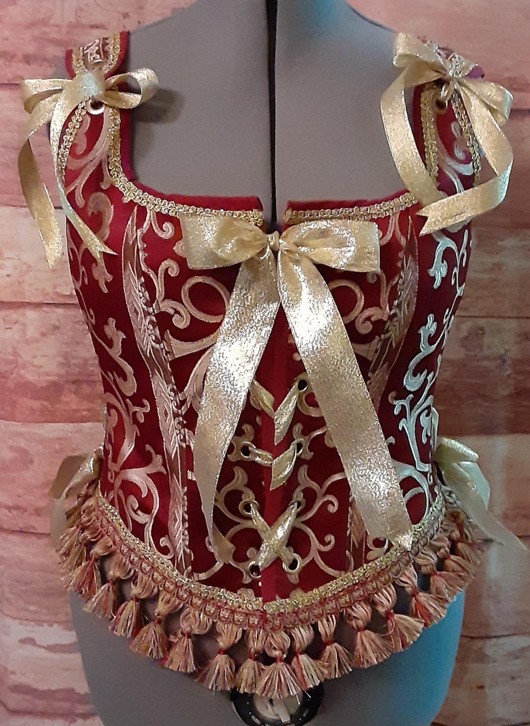 Beautiful Red and Gold Bodice for Renaissance Festivals. Size 40" Bust ...