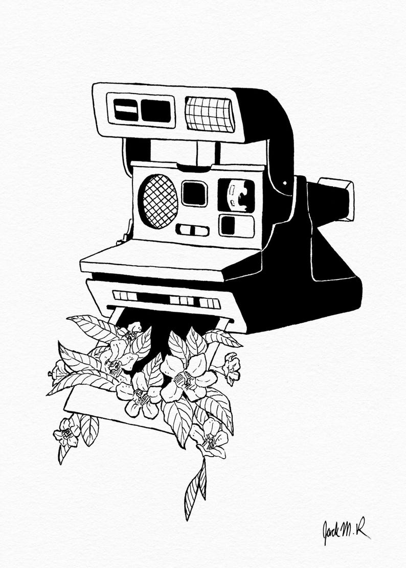 Polaroid Bloom Original Ink Illustration 5x7 - Etsy