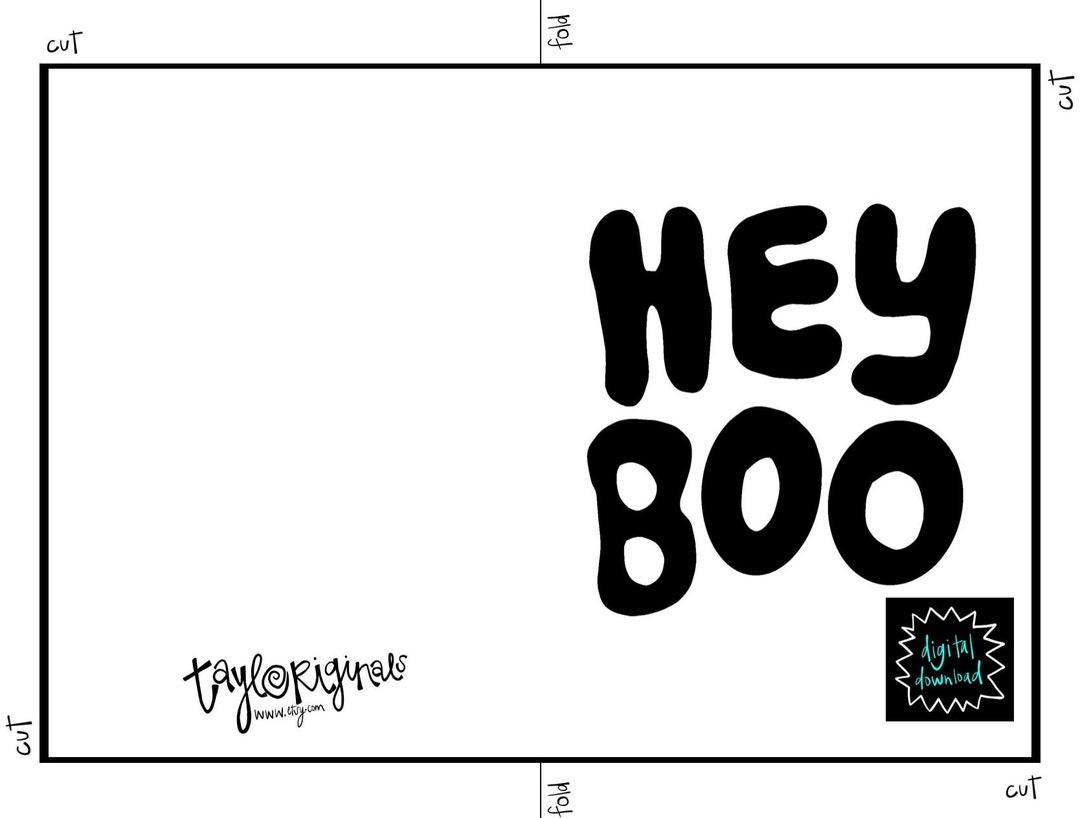 DIGITAL DOWNLOAD Hey Boo Blank Greeting Card Halloween - Etsy